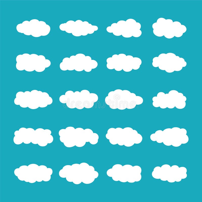 Vector Cumulus Clouds Set in Flat Style Stock Vector - Illustration of ...