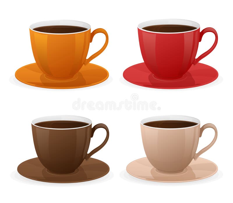 Set of 4 Coffee Cups stock vector. Illustration of italian - 9314794
