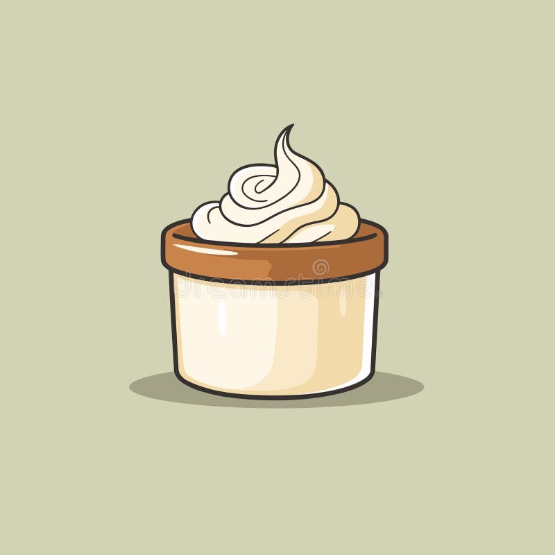 Vector of a Cup of Whipped Cream on a Green Background with a Line Icon ...