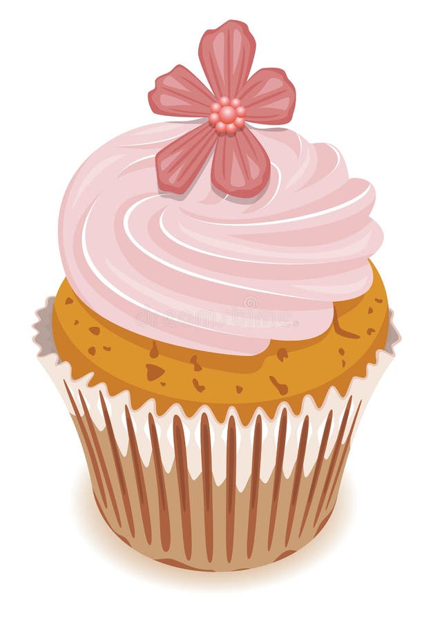 Vector Cupcake with a Flower Stock Vector - Illustration of design ...