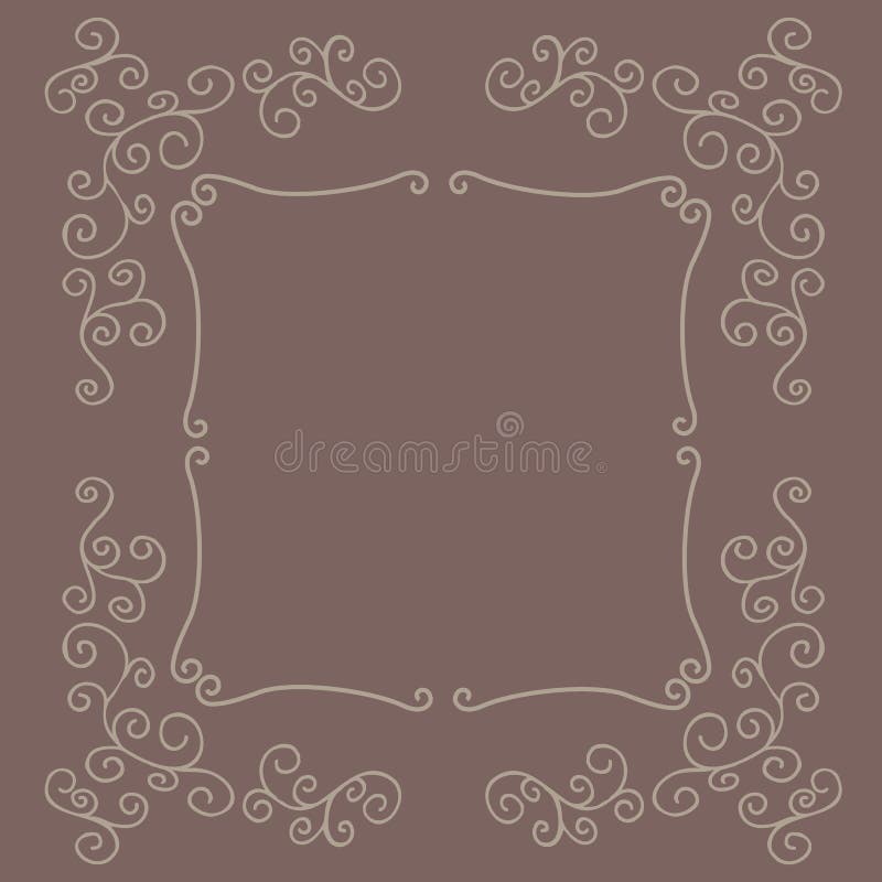 Vector Curly Frame with Sinuous Lines on a Brown Background Stock ...