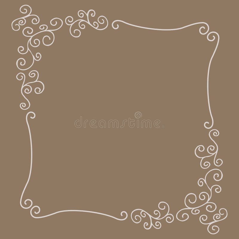 Vector Curly Frame with Sinuous Lines on a Brown Background Stock ...