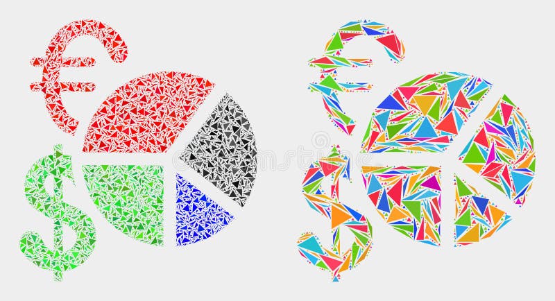 Vector Currency Pie Chart Mosaic Icon of Triangles Stock Vector ...