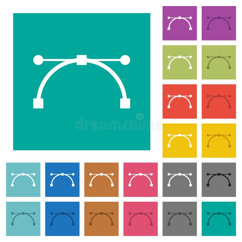 Vector Curve and Edit Points Square Flat Multi Colored Icons Stock ...