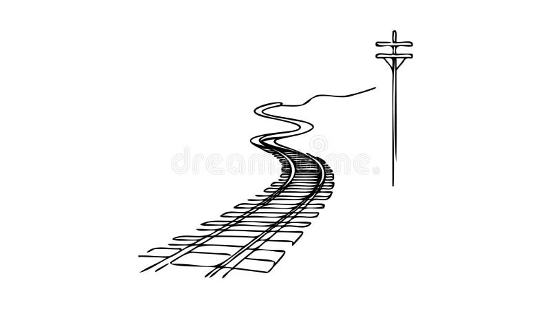 Vector Curved Endless Train Track. Sketch of Curved Train Track Stock ...