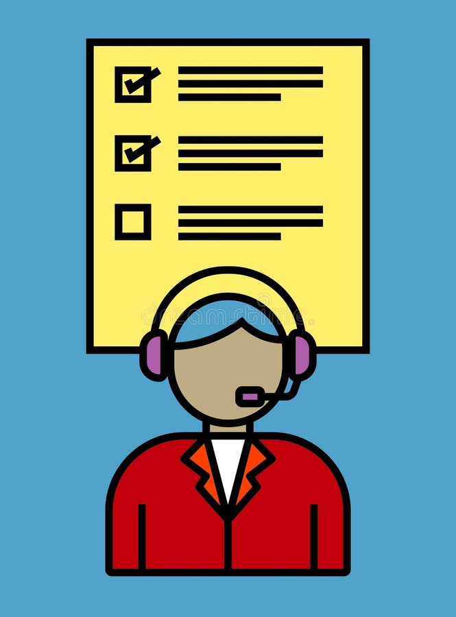 Vector of a Customer Support Rep with a Headset and Checklist ...