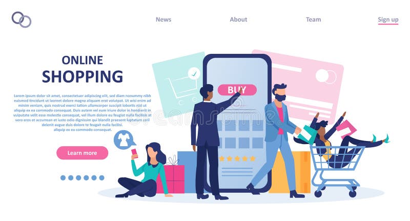 Vector of Customers Using Mobile Phone App Shopping Online Stock Vector ...