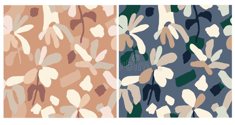 Vector Cute Abstract Shape Flower Illustration Seamless Repeat Pattern ...