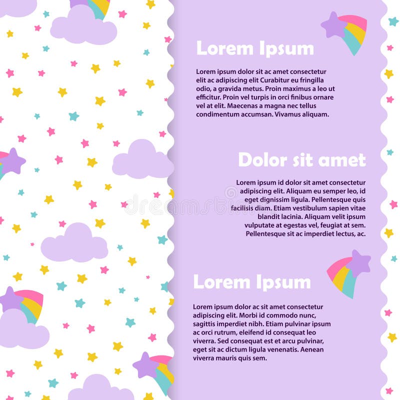 Vector Cute Banner and Poster Design with Stars, Rainbow, Clouds Stock ...