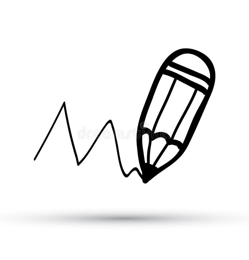 Blue Pencil Hand Drawn Line Art Illustration Stock Illustration ...