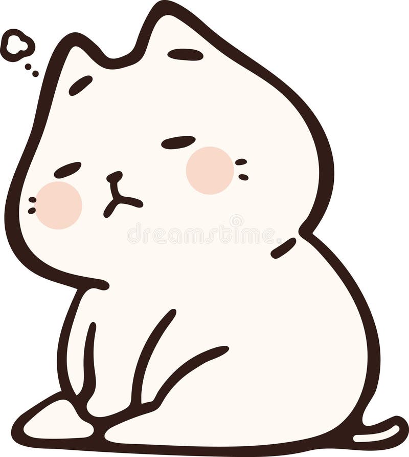 Vector Cute Boring Cat, Isolated on White Stock Vector - Illustration ...