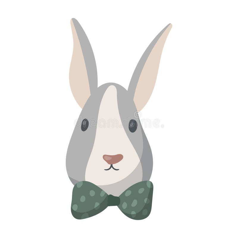 Vector Cute Bunny Boy Head with Bow Stock Vector - Illustration of ...