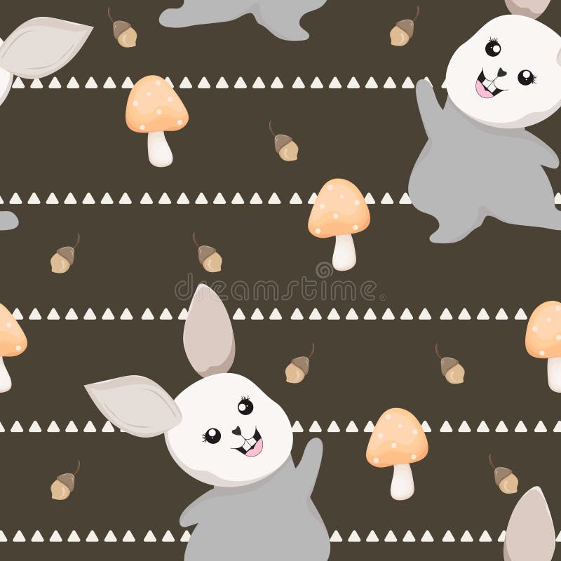 Vector Cute Bunny Rabbit Seamless Pattern Design for Kid Stock ...