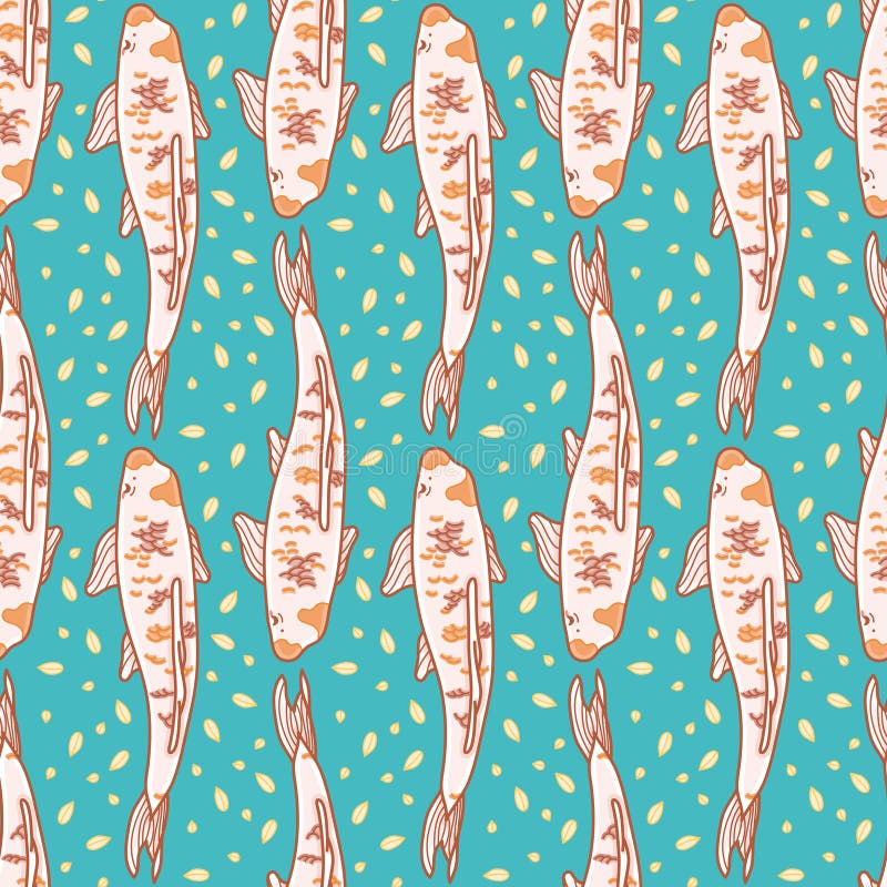 Vector Cute Carp Fish Pattern Seamless Stock Vector - Illustration of ...