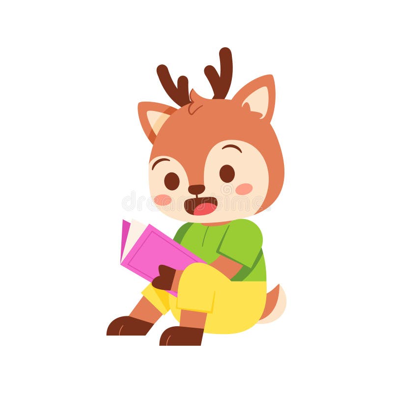 Vector Cute Cartoon Animal Reading Isolated Illustration Stock Vector ...