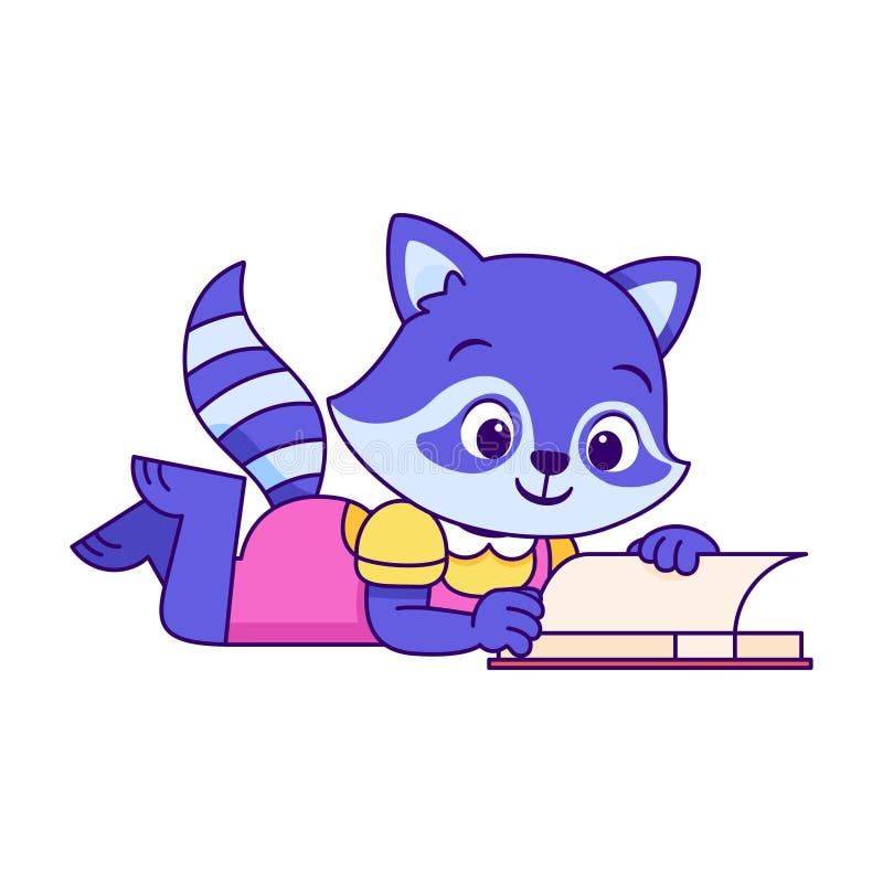 Vector Cute Cartoon Animal Reading Isolated Illustration Stock Vector ...