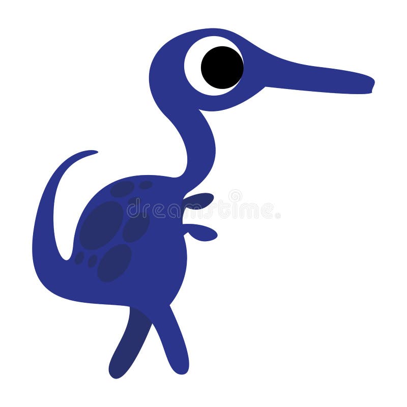 A Vector Cute Cartoon Blue Dinosaur Isolated Stock Vector ...