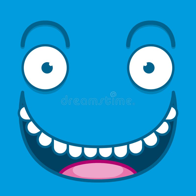 A Vector Cute Cartoon Blue Happy Face Stock Illustration - Illustration ...