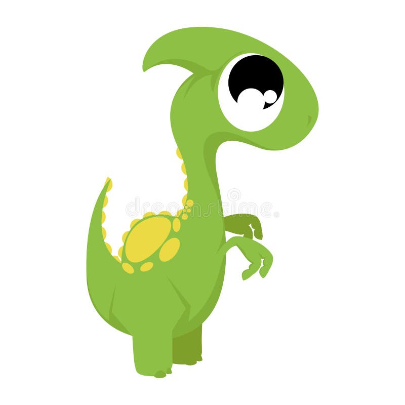 A Vector Cute Cartoon Green Dinosaur Isolated Stock Vector ...