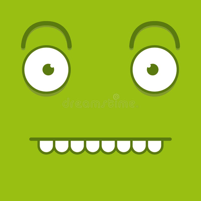 A Vector Cute Cartoon Green Funny Face Stock Illustration ...