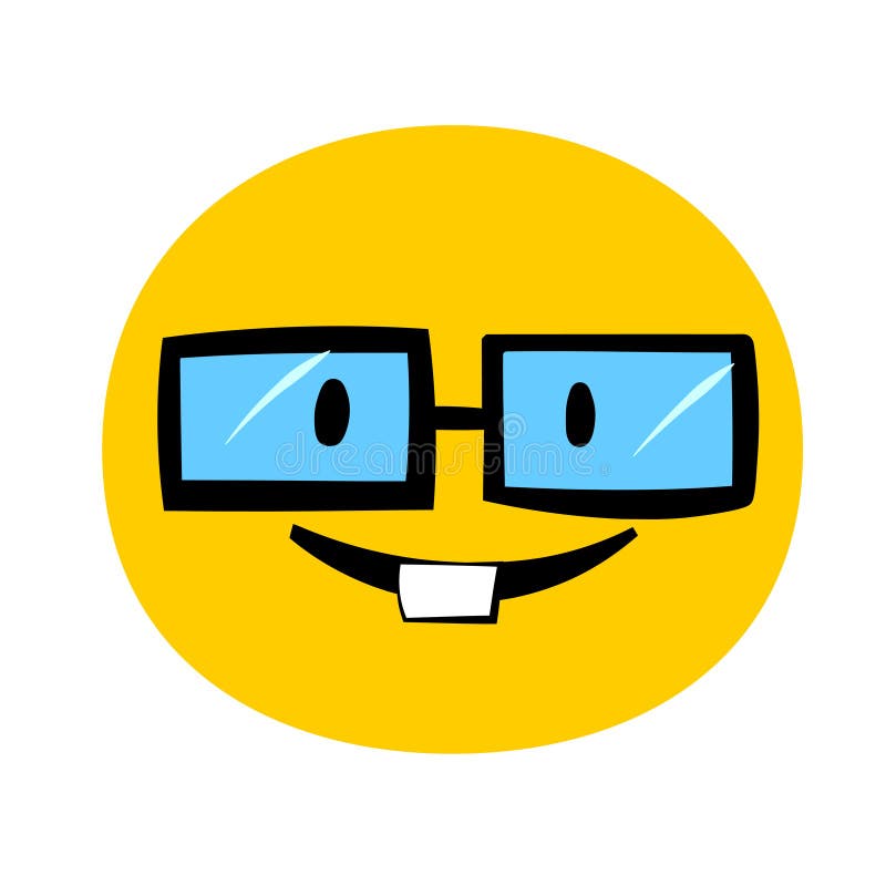 Vector Cute Cartoon Nerd Face Insolated Stock Illustration ...