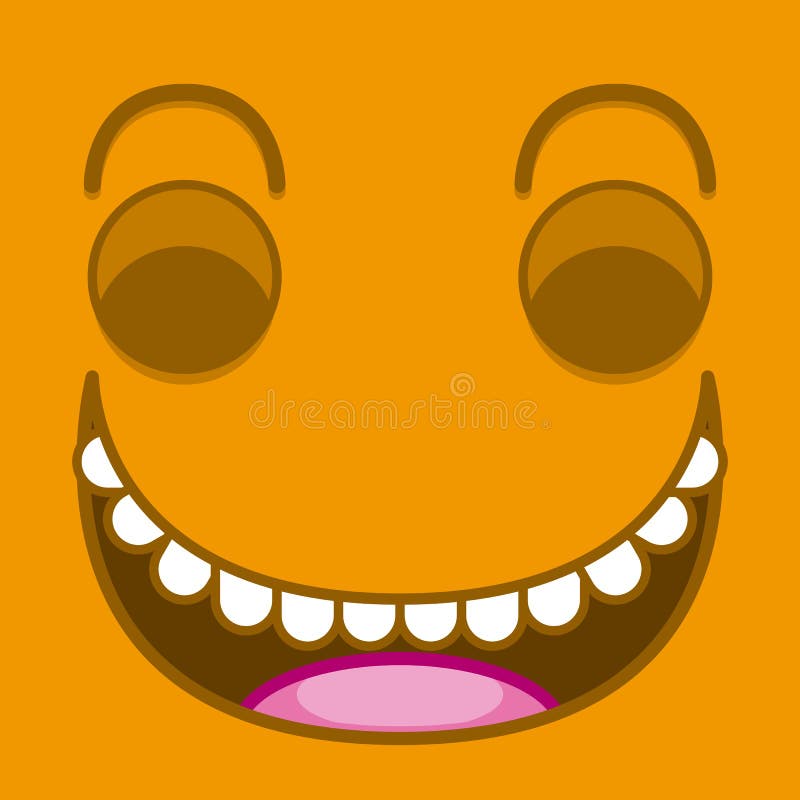 A Vector Cute Cartoon Orange Laughing Face Stock Illustration ...