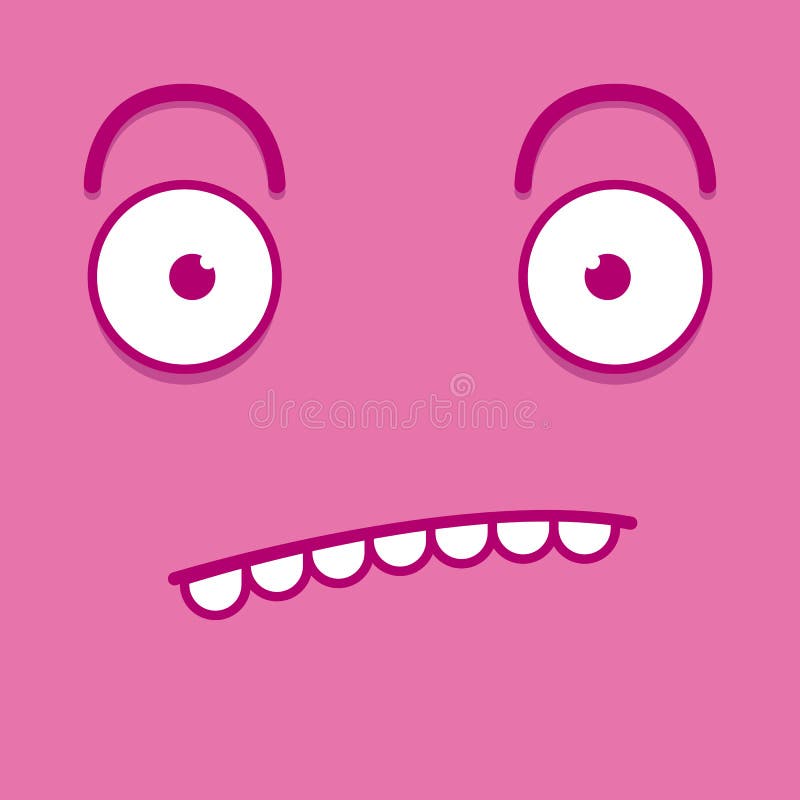 A Vector Cute Cartoon Pink Surprised Face Stock Illustration ...