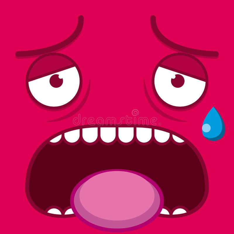 A Vector Cute Cartoon Pink Tired Face Stock Illustration - Illustration ...