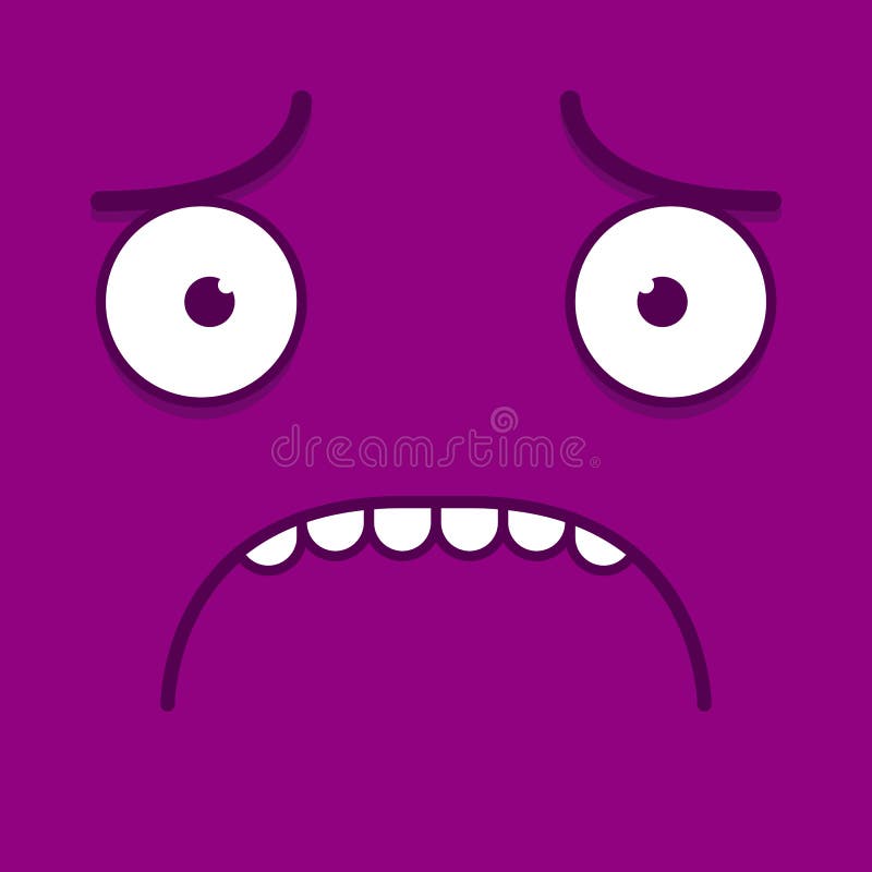 A Vector Cute Cartoon Purple Sad Face Stock Illustration - Illustration ...