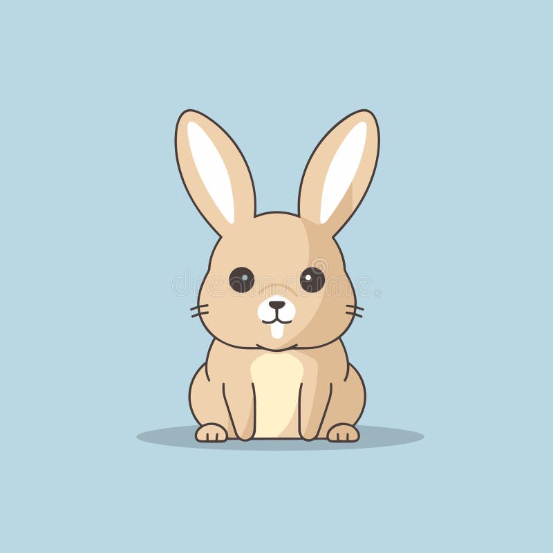 Vector of a Cute Cartoon Rabbit Sitting on a Blue Background Stock ...