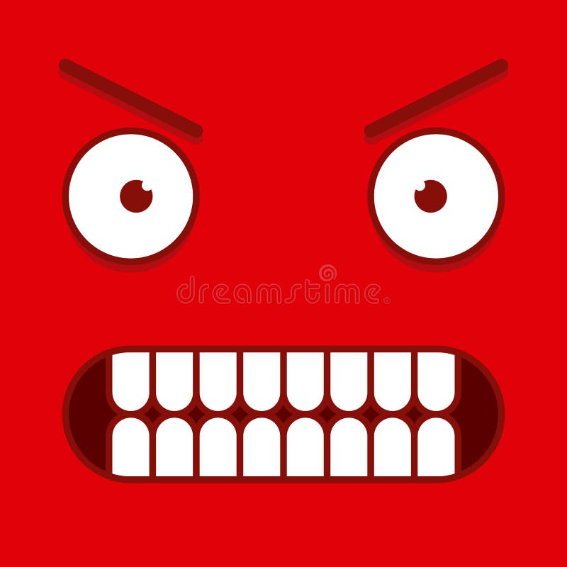 A Vector Cute Cartoon Red Furious Face Stock Illustration ...