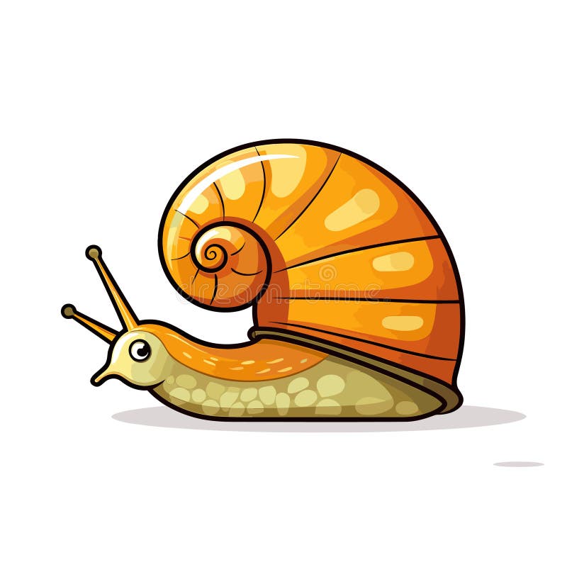 Vector of a Cute Cartoon Snail with an Orange Shell in a Flat Vector ...
