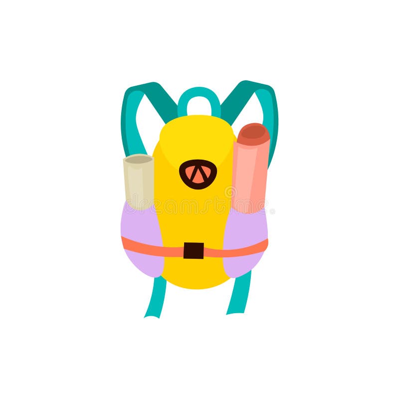 Vector Cute Cartoon Tourist Backpack Illustration. Back Pack Tourist ...