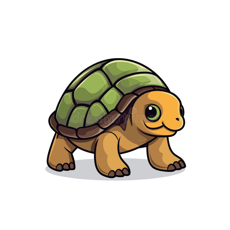 Vector of a Cute Cartoon Turtle with a Vibrant Green Shell Stock Vector ...