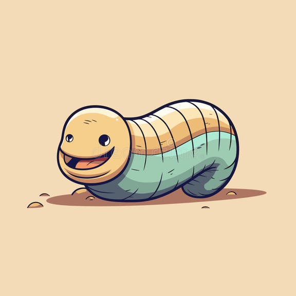 Vector of a Cute Cartoon Worm Crawling on the Ground Stock Vector ...
