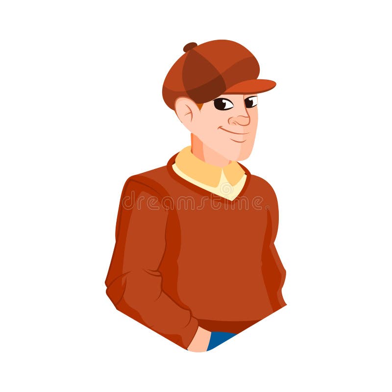 Vector Cute Cartoon Cute Young Man Isolated Stock Vector - Illustration ...