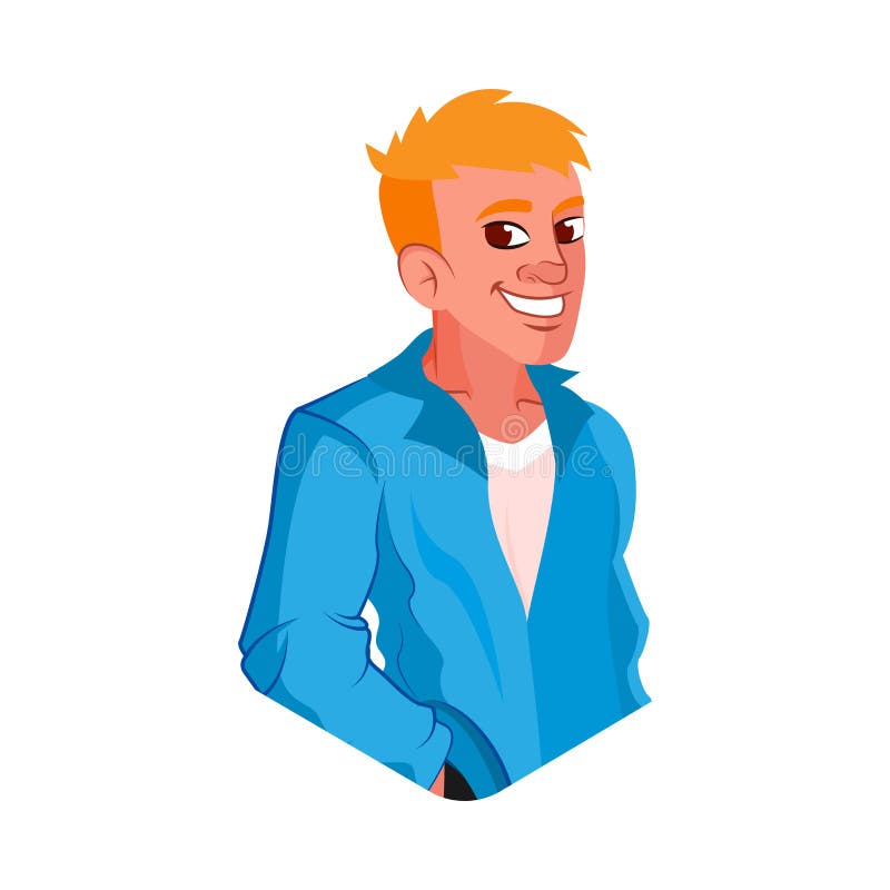Vector Cute Cartoon Cute Young Man Isolated Stock Vector - Illustration ...