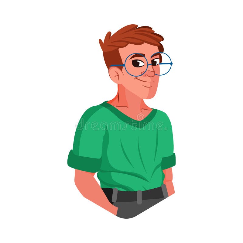 Vector Cute Cartoon Cute Young Man Isolated Stock Vector - Illustration ...