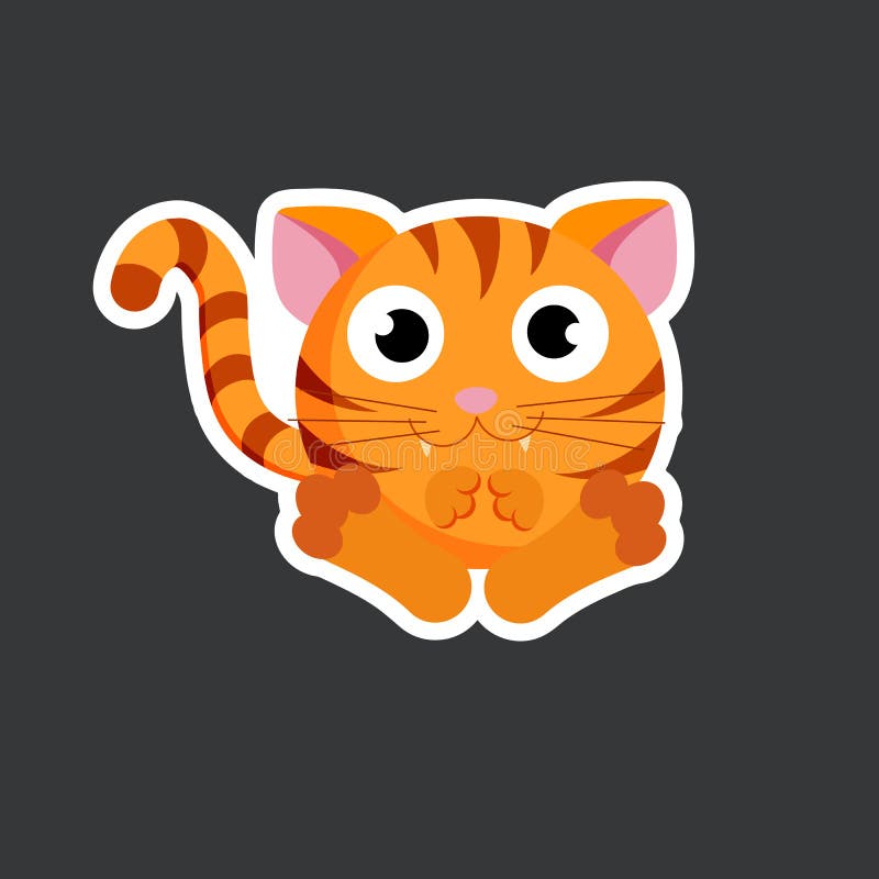 Vector Cute Cat Sticker Template Stock Vector - Illustration of funny ...