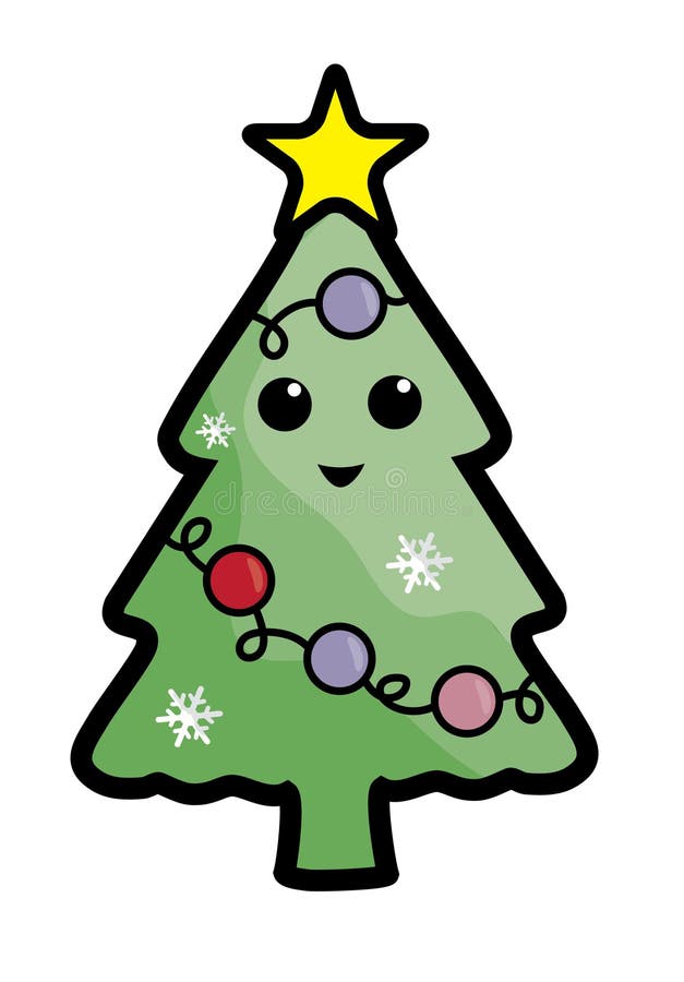 Vector Cute Christmas Tree with a Smile. Stock Vector - Illustration of ...