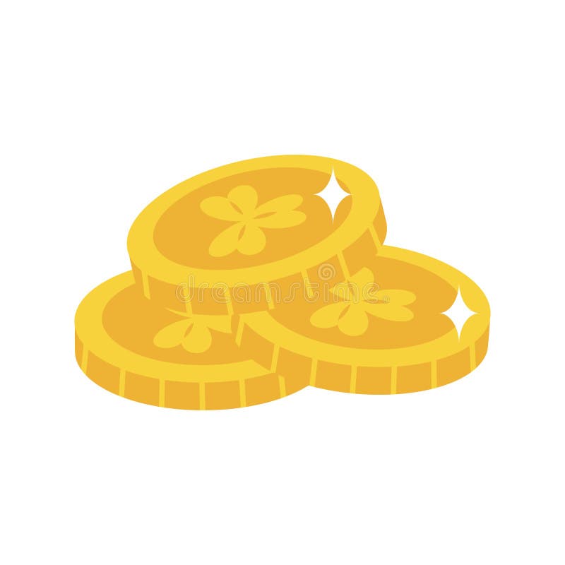 Vector Cute Coin with Shamrock Cartoon Isolated Stock Vector ...