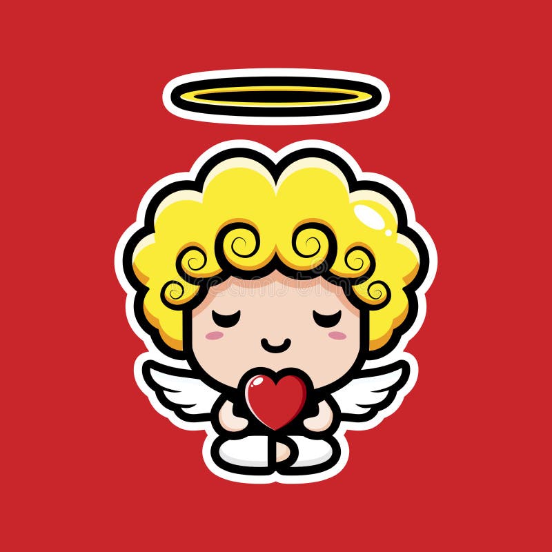 Vector of Cute Cupid Characters Cross-legged Stock Vector ...