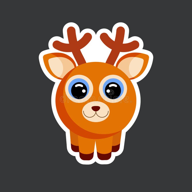 Vector Cute Deer Sticker Template Stock Vector - Illustration of funny ...