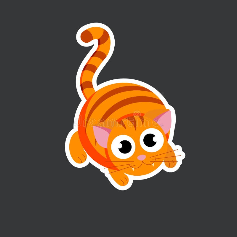 Vector Cute Fat Cat Sticker Template Stock Vector - Illustration of ...