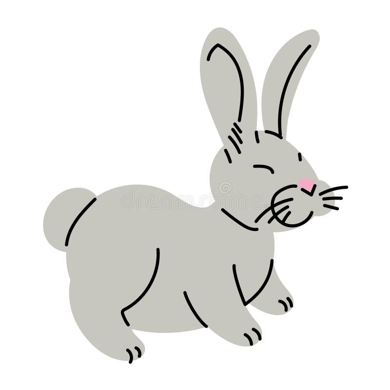 Vector Cute Funny Fluffy Rabbit. a Cartoon Rabbit Character in a Flat ...