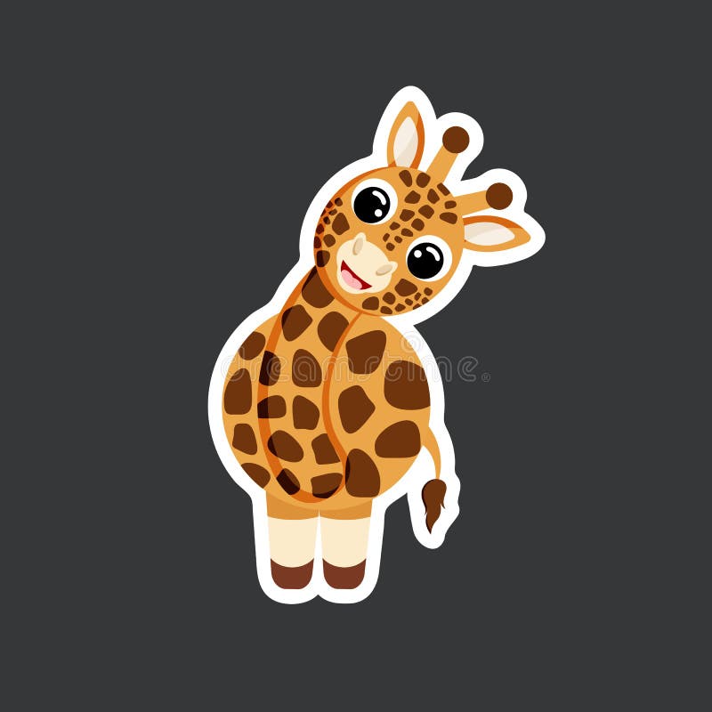 Vector Cute Giraffe Sticker Template Stock Vector - Illustration of ...