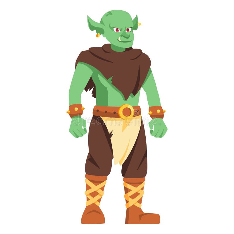 Vector Cute Goblin Medieval Fantasy Cartoon Illustration Isolated Stock ...