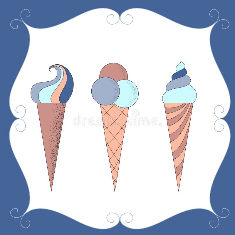 Vector Cute Ice Cream Horns Stock Vector - Illustration of horn, beige ...