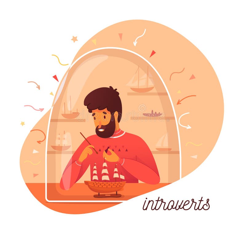 Vector Cute Illustration Introverts and Extroverts Stock Illustration ...
