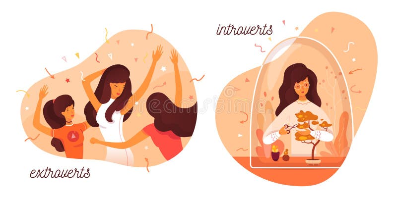 Shy introvert extrovert stock illustration. Illustration of ... Shy introvert extrovert stock illustration. Illustration of ...